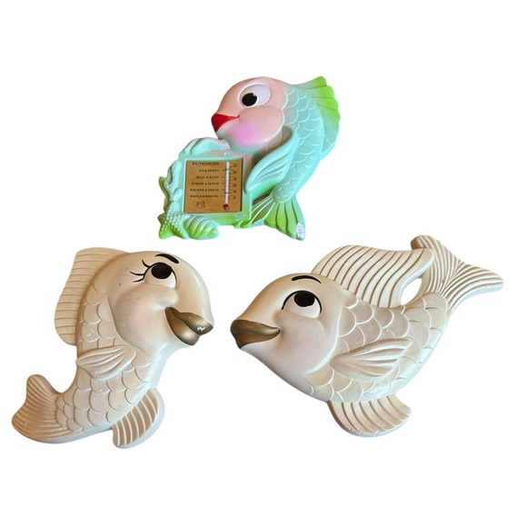 Vintage | Wall Decor | Vintage Chalkware Fish Wall Plaques Set | Poshmark